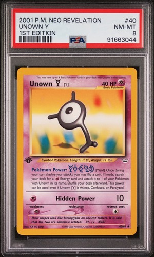 Pokemon Neo Revelation Unown Y 1st Edition #40/64 PSA 8 NM-MT | eBay