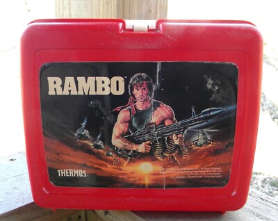 Vintage Rambo Red Plastic Lunchbox 1985 Sylvester Stallone No Thermos ...