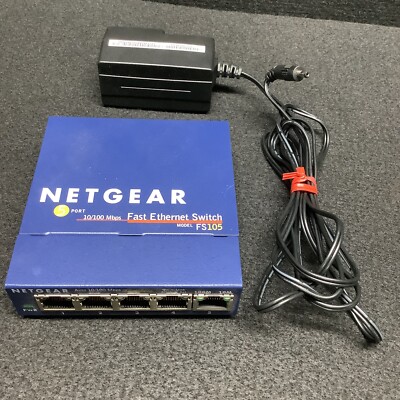 Netgear ProSafe 5 Port 10-100 Mbps Ethernet Switch FS105 Cable ...