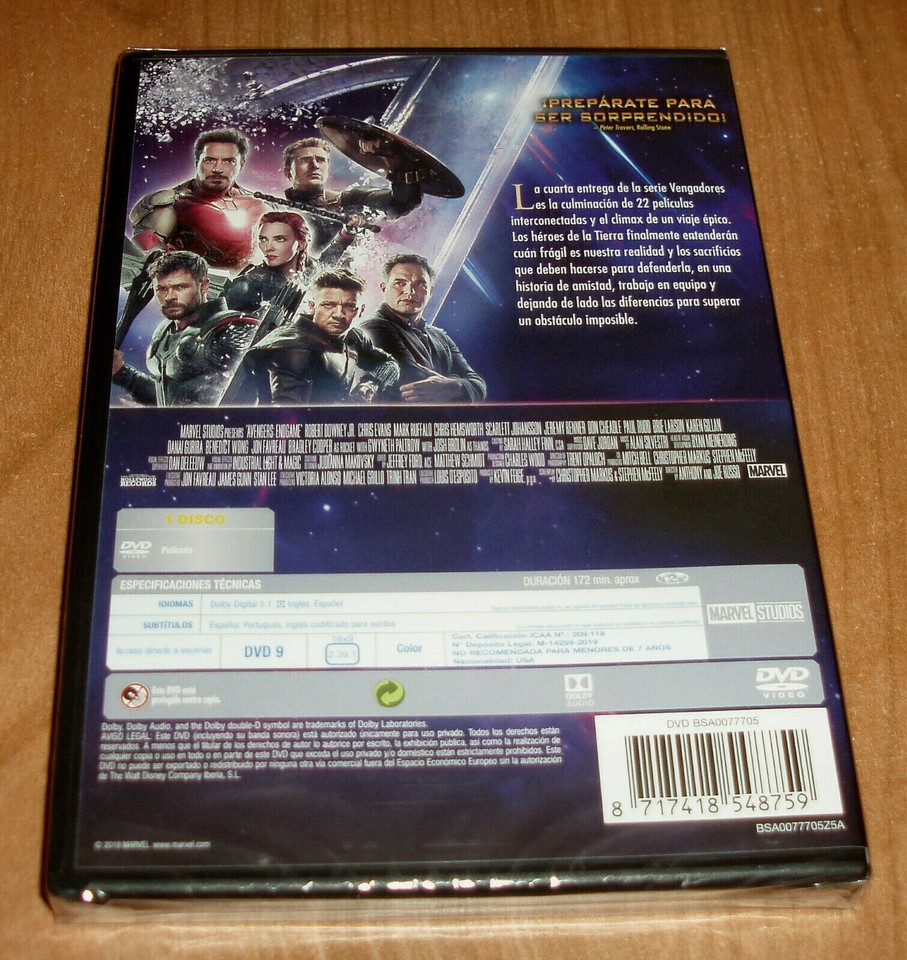 Avengers Endgame DVD New Sealed Action Disney (Sleeveless Open) R2 ...