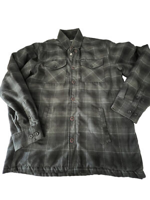 Dixxon Limited Edition Snap On Grey/Red Quilted Lined Flannel Jacket ...