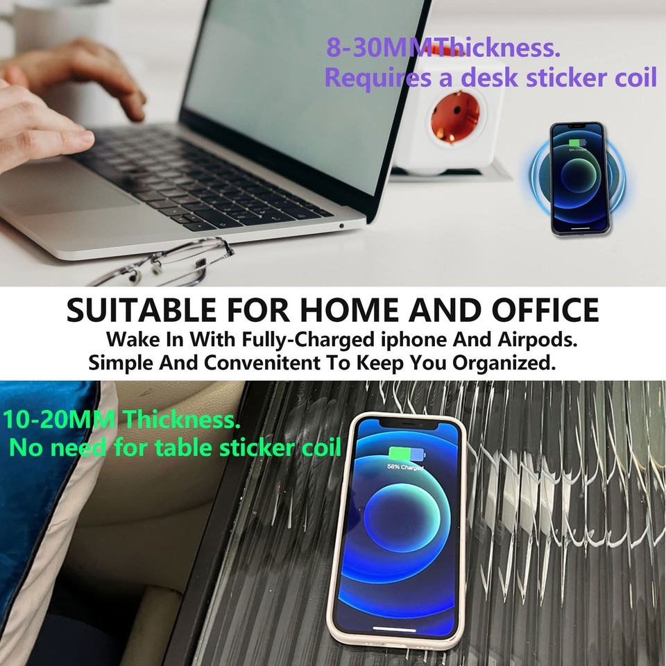 UUMAO Magnetic Invisible Wireless 8-30MM Magsafe desk sticker coil ...