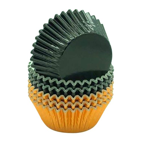 120-Count Black Orange Foil Cupcake Liners Halloween Party Baking Cups ...