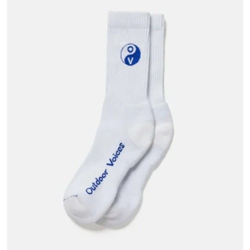 Outdoor Voices Socks S M White Blue OV Graphic Crew Mens Womens 7-9.5 ...