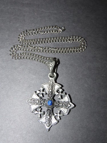 JERUSALEM CROSS PENDANT NECKLACE PEWTER BY LIZ WIZ RINGS GOTHIC VINTAGE ...