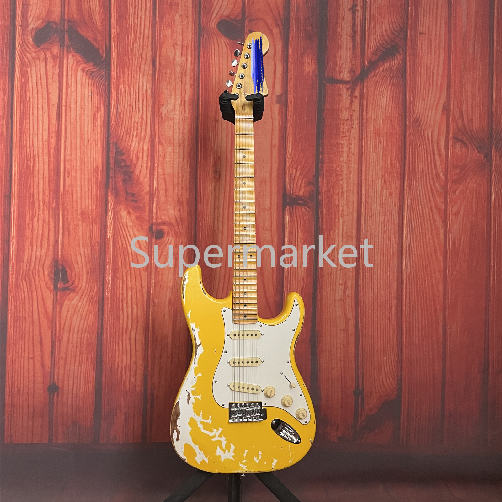 Yellow Relic ST Electric Guitar Solid Body 6 String Maple Fretboard SSS ...