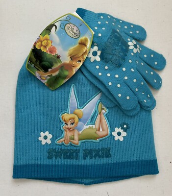 Disney Tinkerbell Knit Hat Cap Beanie and Gloves mittens Sweet 2 pieces ...