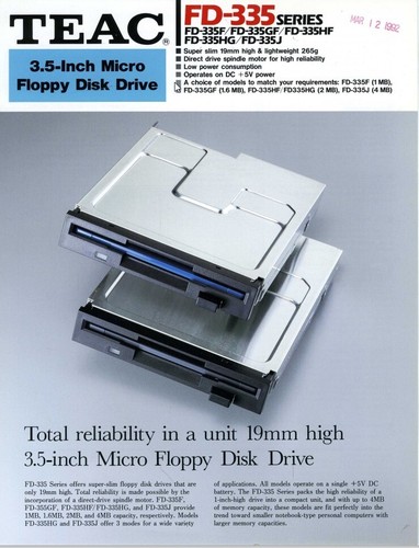 TEAC FD-335HF 3.5" Internal Floppy Disk Drive Supper Slim 19 mm | eBay