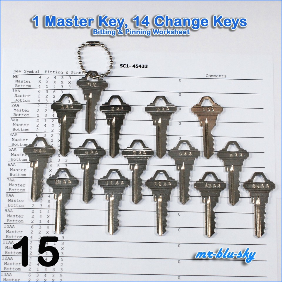 Schlage MK Key System ~ 1 MK & 4, 9, 14 or 19 Change Keys ~ Locksmith ...