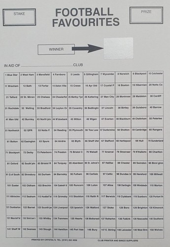 A4 150 TEAM FOOTBALL SCRATCH CARD FOR FUNDRAISING CHARITY EVENTS B&W ...