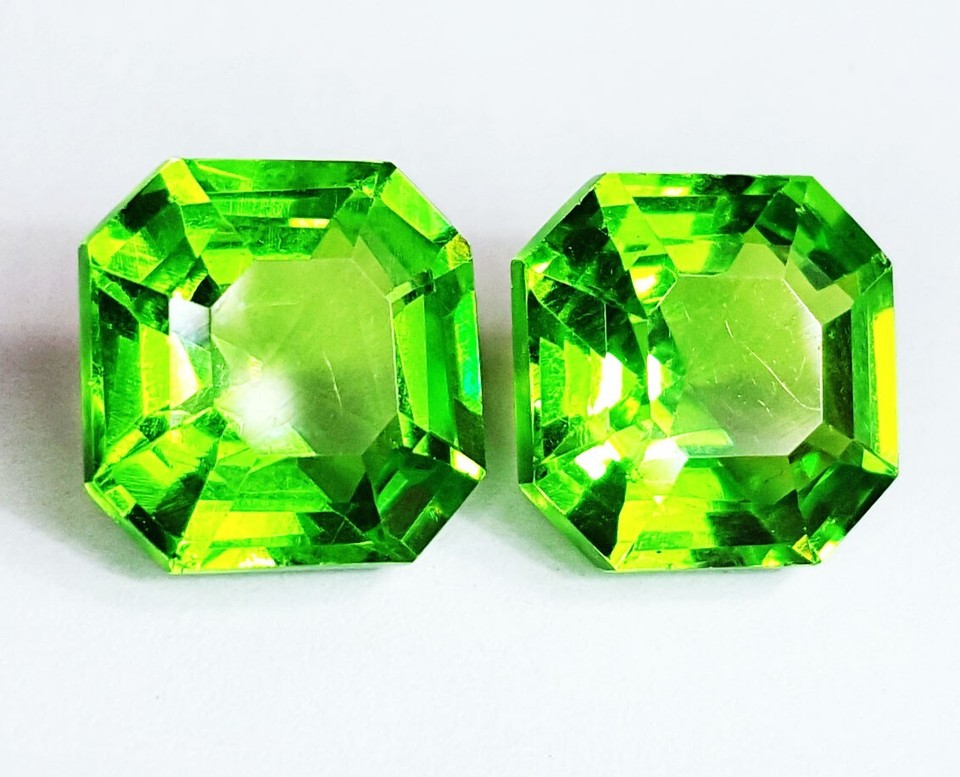 Natural Peridot 18 Ct Loose Gemstone Octagon Shape Matched Pair ...