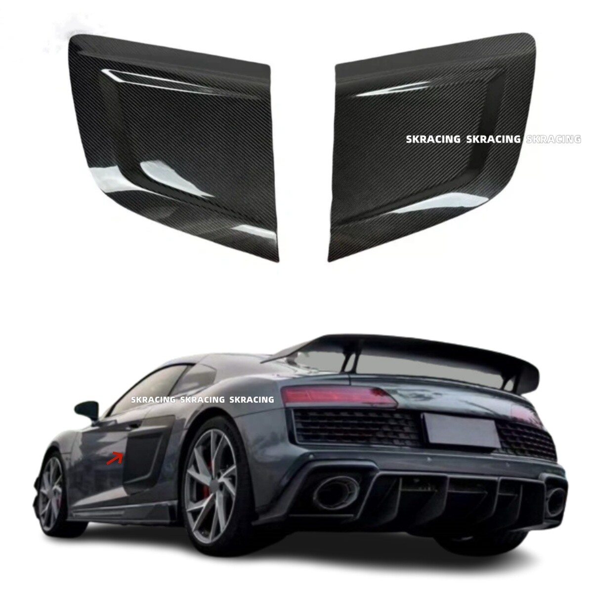 For 2020-2023 Audi R8 V10 Dry Carbon Fiber Door Fenders Side Blade ...
