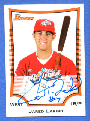 2009 BOWMAN AFLAC JARED LAKIND ALL-AMERICAN AUTO | eBay