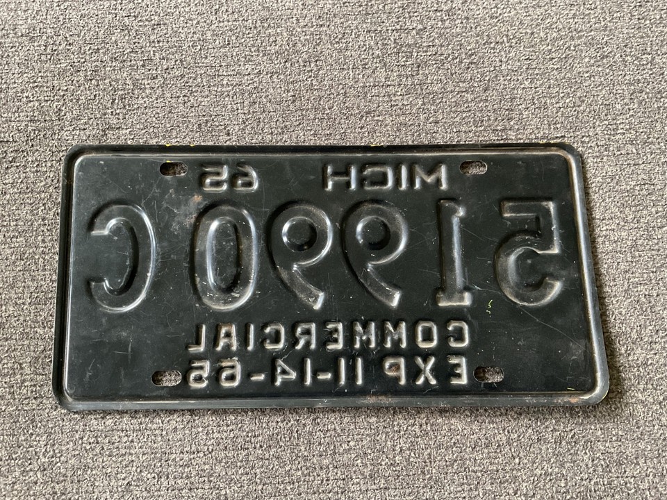 RARE 1965 MICHIGAN COMMERCIAL LICENSE PLATE HALF YEAR ALL ORIGINAL NICE ...