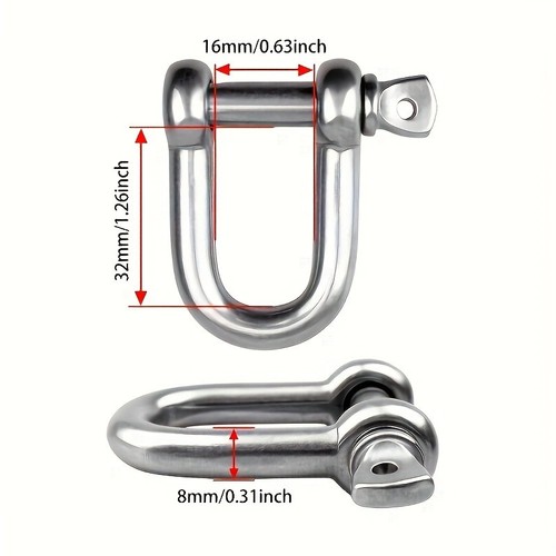 4 Pieces Heavy Duty 304 Stainless Steel D Shackles | eBay