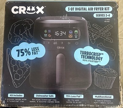 CRUX - 3-qt. Digital Air Fryer Kit with TurboCrisp - Black New | eBay
