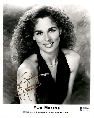 Ewa Mataya Signed Brunswick Pool Champ Publicity 8x10 Photo Beckett COA ...