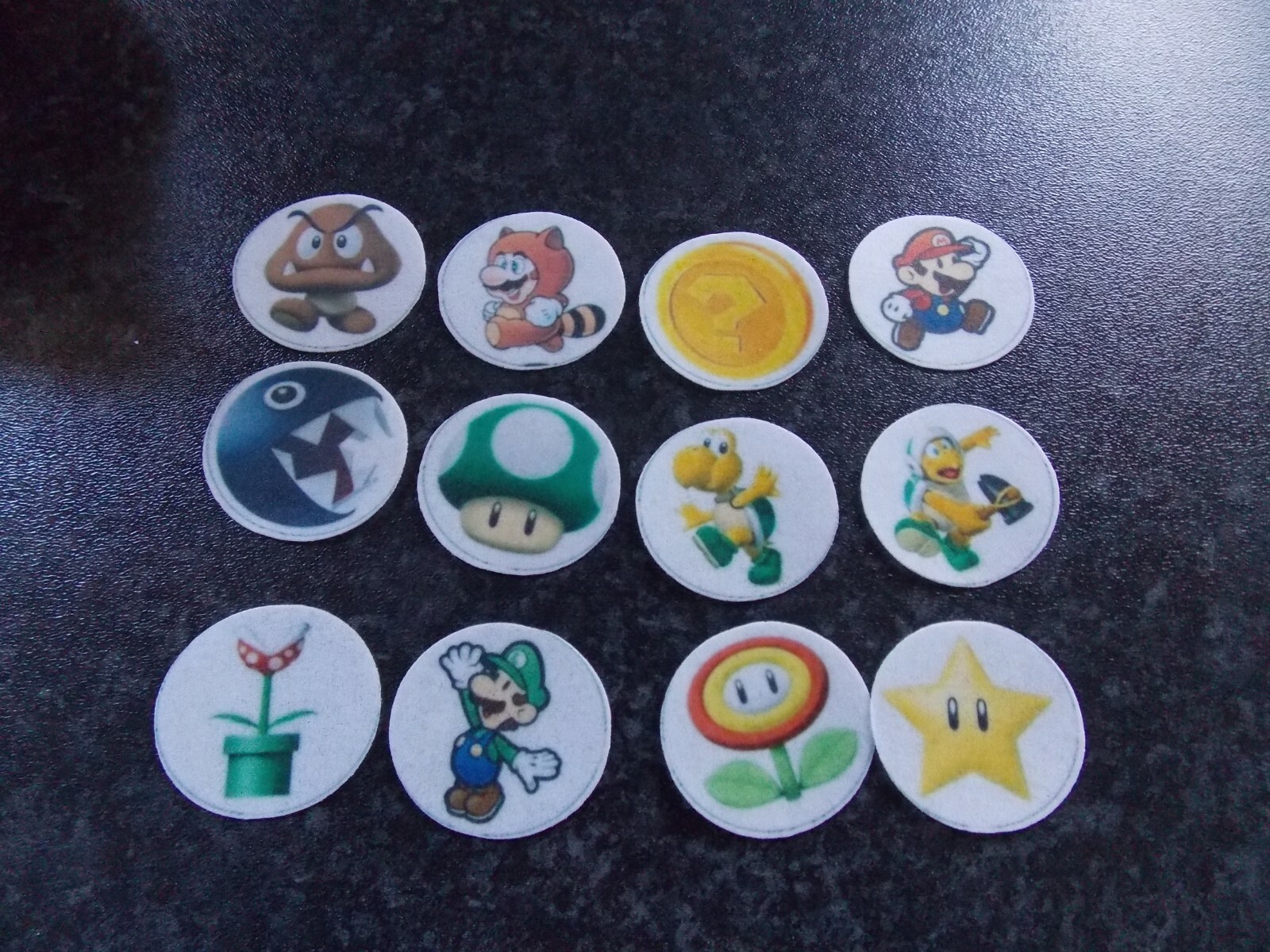 24 PRECUT small Edible Mario Discs wafer/rice paper cake/cupcake ...