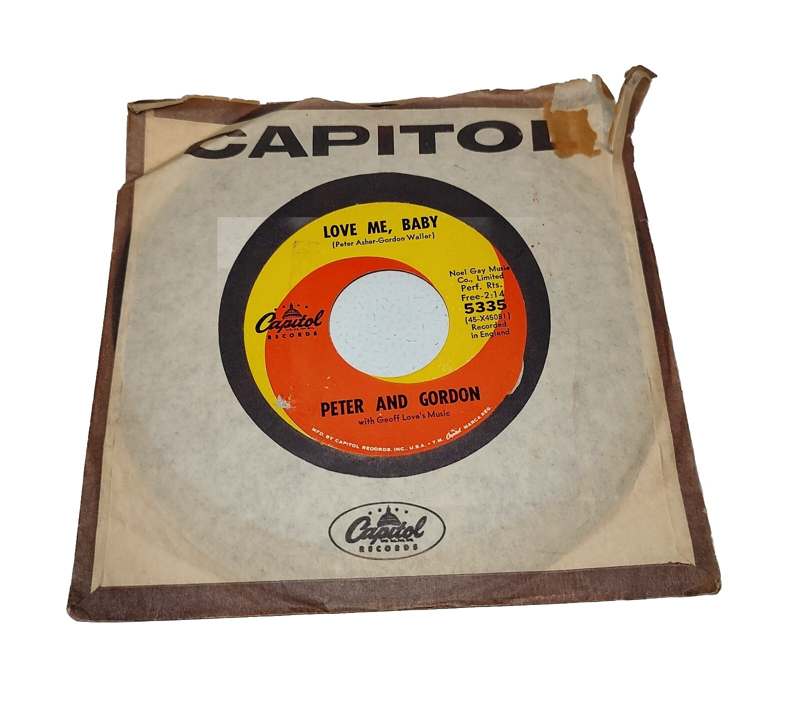 Peter And Gordon 45rpm Vinyl Record I Go To Pieces Capitol Records ...