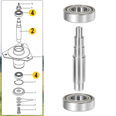 Bearings & Spindle Shaft Kit for Bush Hog Spindle 50051388 / 99685 ...