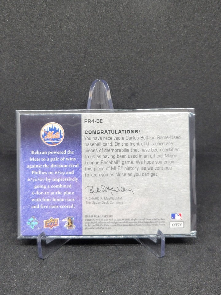 2008 UD Premier - Premier Remnants 4 Milestones #PR4 Carlos Beltran /41 ...