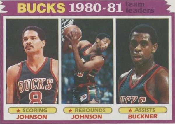 1981-82 Topps - Team Leaders #56 Marques Johnson, Quinn Buckner, Mickey ...