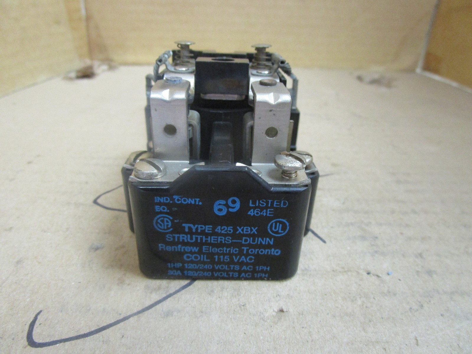 Struthers Dunn Relay 425 XBX 425XBX 115 VAC Coil 30 A Amp 1HP 1PH ...