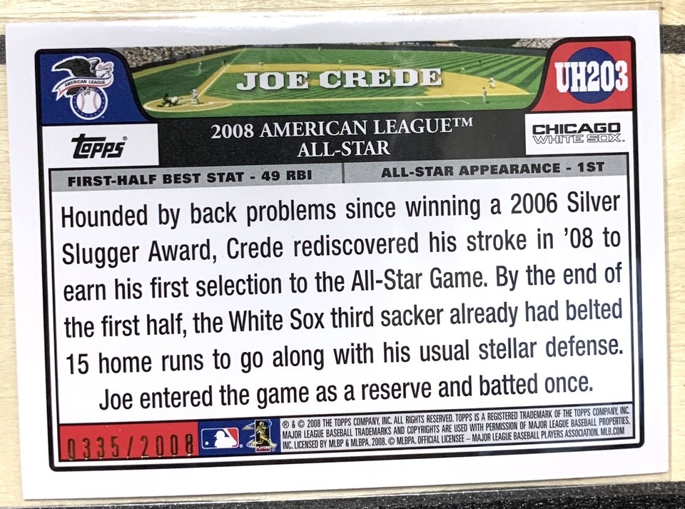 Joe Crede 2008 Topps Gold Baseball #UH203 Update & Highlight White Sox ...