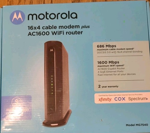 Motorola MG7540 16x4 Cable Modem Plus AC1600 WiFi Router | eBay