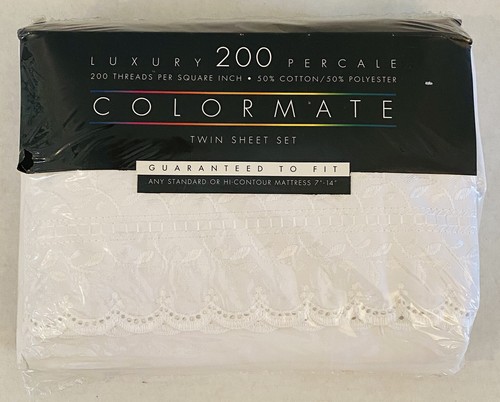 Colormate Luxury 200 Percale Twin Sheet Set White Sears 50% Cotton 50 ...