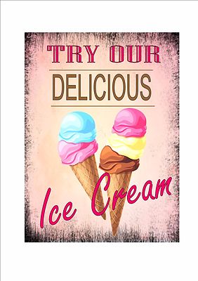Vintage Style Ice Cream Shop Sign Ice Cream Retro Style Sign Kitchen ...