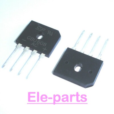 50 PCS GBU608 SIP-4 GBU 608 6.0 AMP Glass Passivated Bridge Rectifiers ...