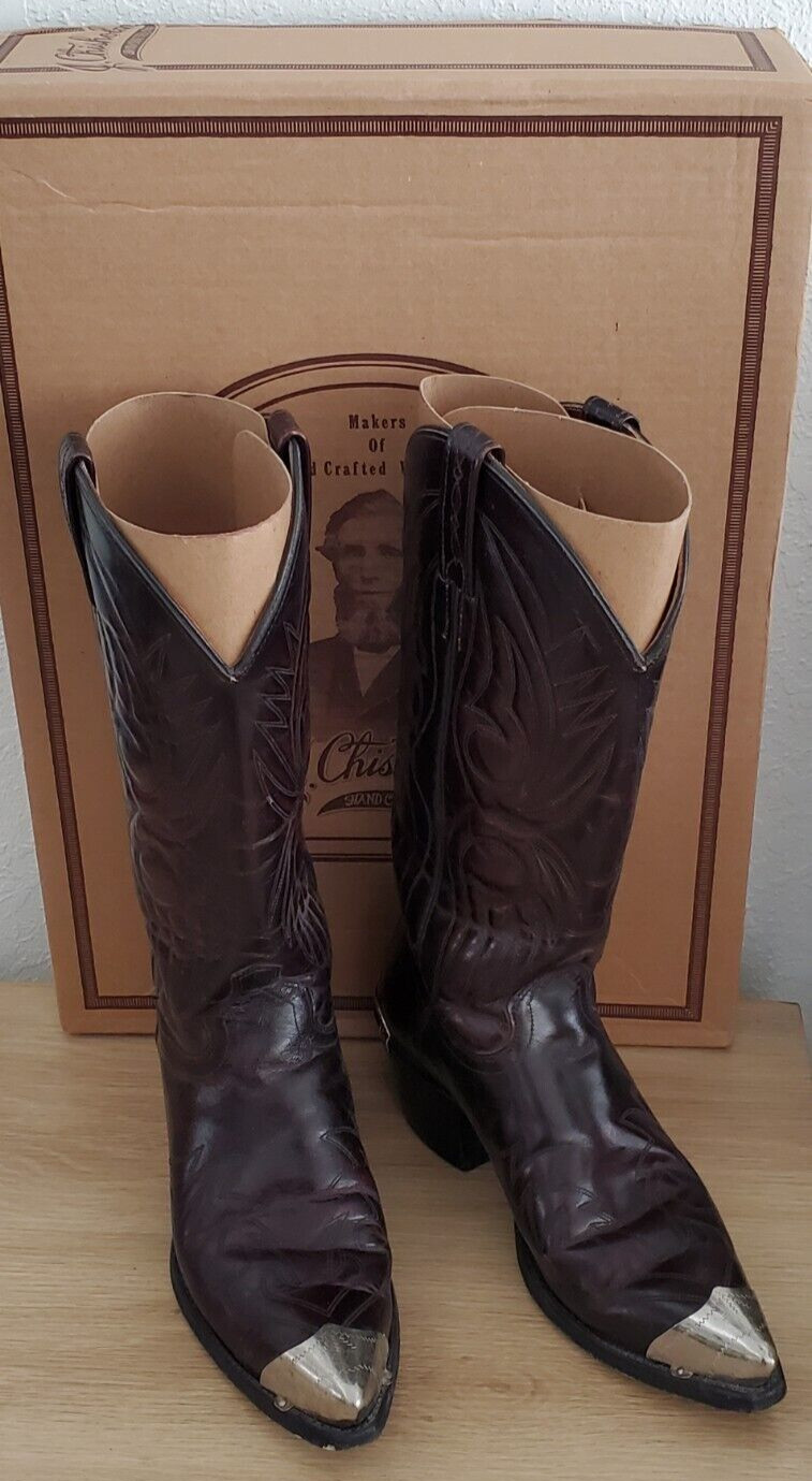 VINTAGE MENS J CHISHOLM BLACK CHERRY WESTERN COWBOY B… - Gem