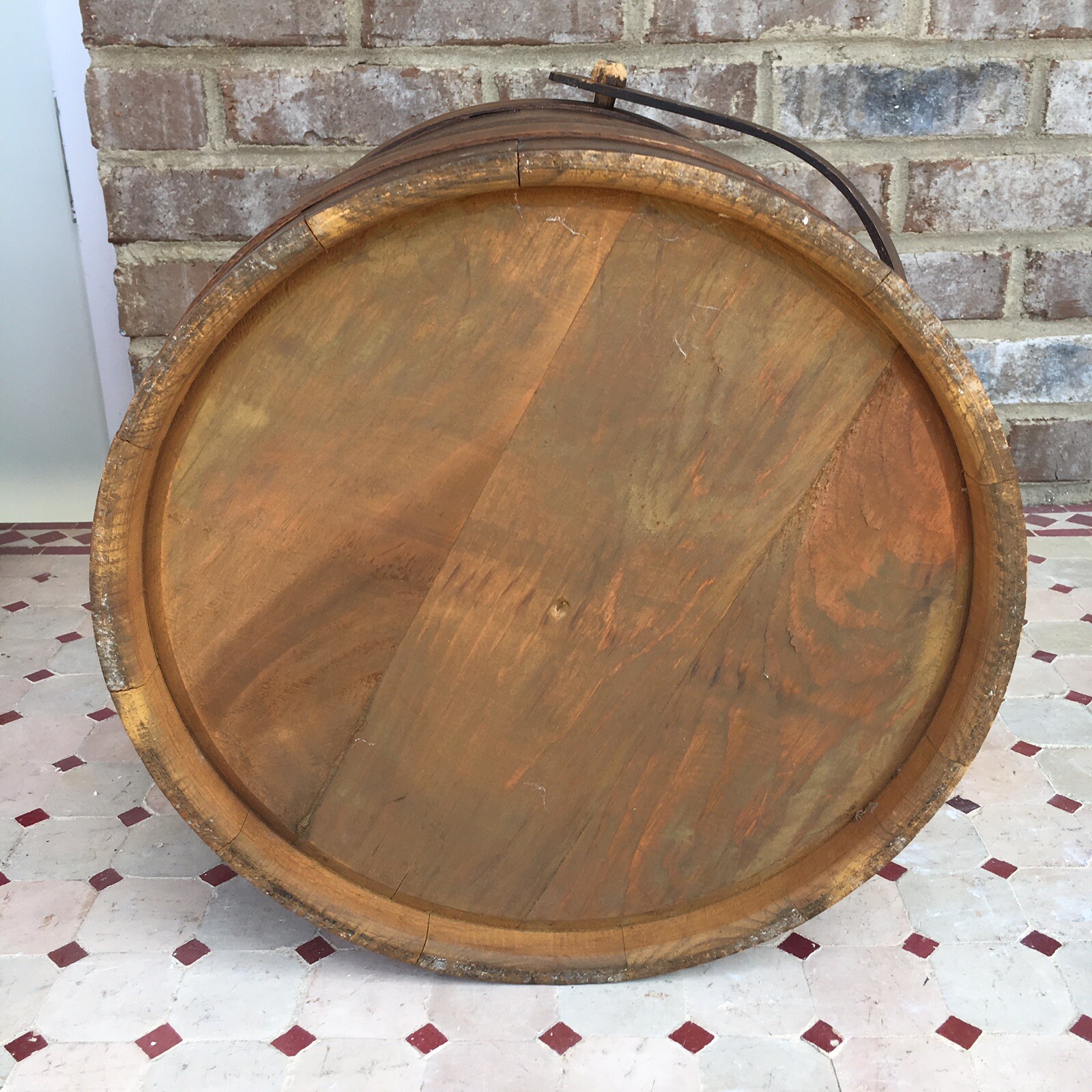 Primitive Wooden Bucket With Bail Handle Pale Planter Well Old Vintage ...