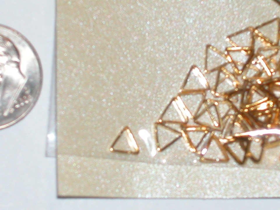 10pc Miniature dollhouse TINY little Gold plated Metal TRIANGLE charms ...