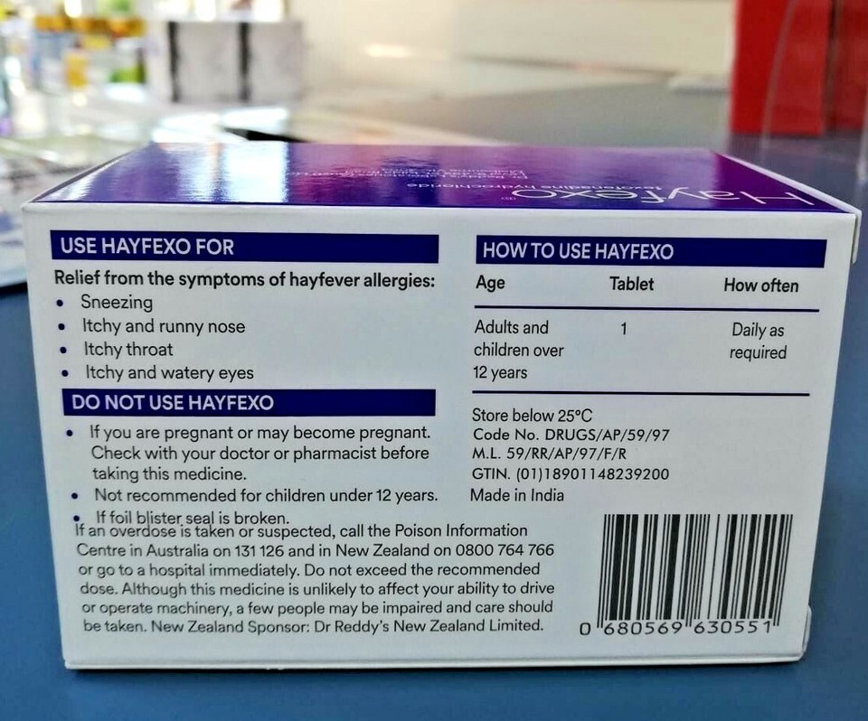 FEXOFENADINE 180MG GENERIC FEXIT FEXO ALTERNATE TABLET Hayfever Allergy ...