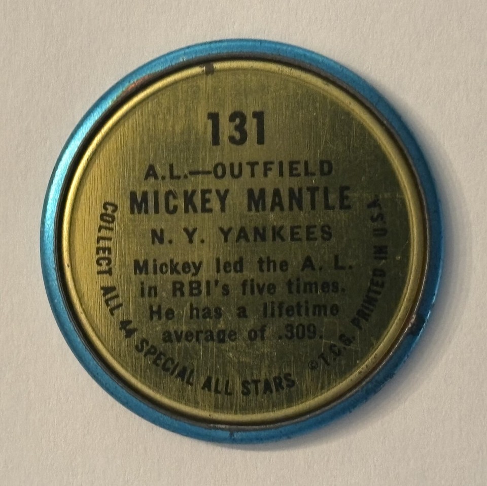 1964 Topps Coin Mickey Mantle All Star Batting LH Variation #131 | eBay