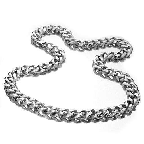 Men's Choker Tail Hip Hop Rapper Stainless Steel Silver Cuban Chain ...
