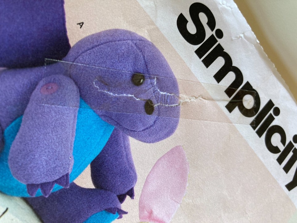 Simplicity 9441 Dragon Dinosaur Bear Bunny 13" Jointed Plushie Craft ...