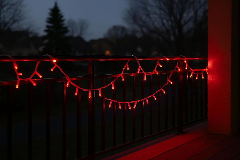 Catena Luminosa 300 LED, 30Mt, Luce Rosso, Cavo Bianco, IP65 ...