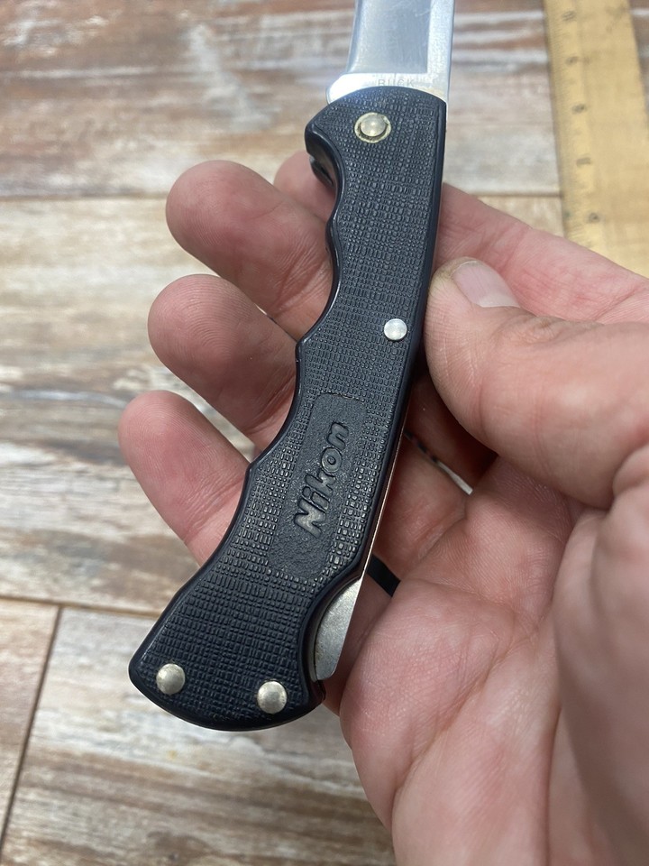 Vintage Buck Knives Model 422 Folding Knife Nikon Branded With Sheath ...
