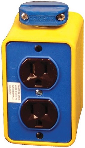 Portable Yellow 1-Gang Double Sided Outlet Box Standard Depth W/ Cord ...