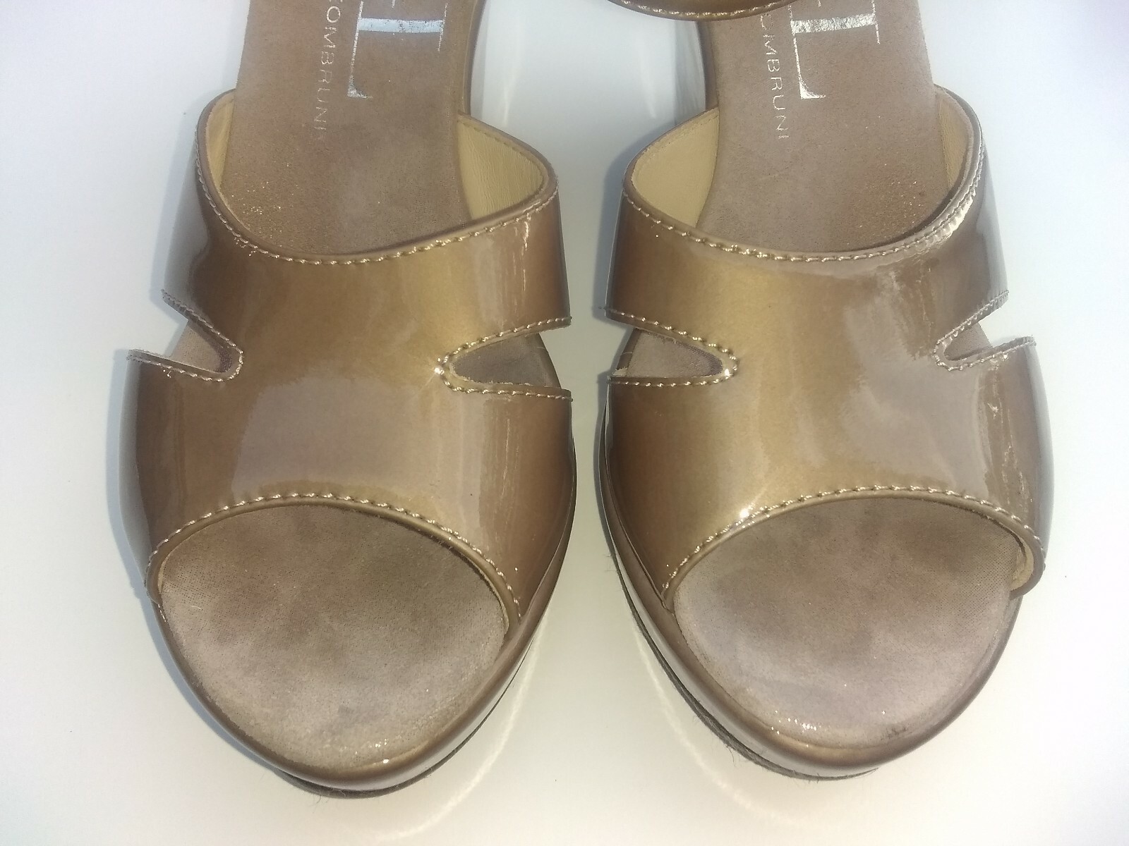 AGL Women's Taupe Patent Leather Platform Wedge Sandal Sz 38 | eBay
