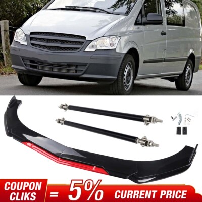 Gloss Black Red Front Bumper Splitter Spoiler Lip Chin For Benz Vito ...