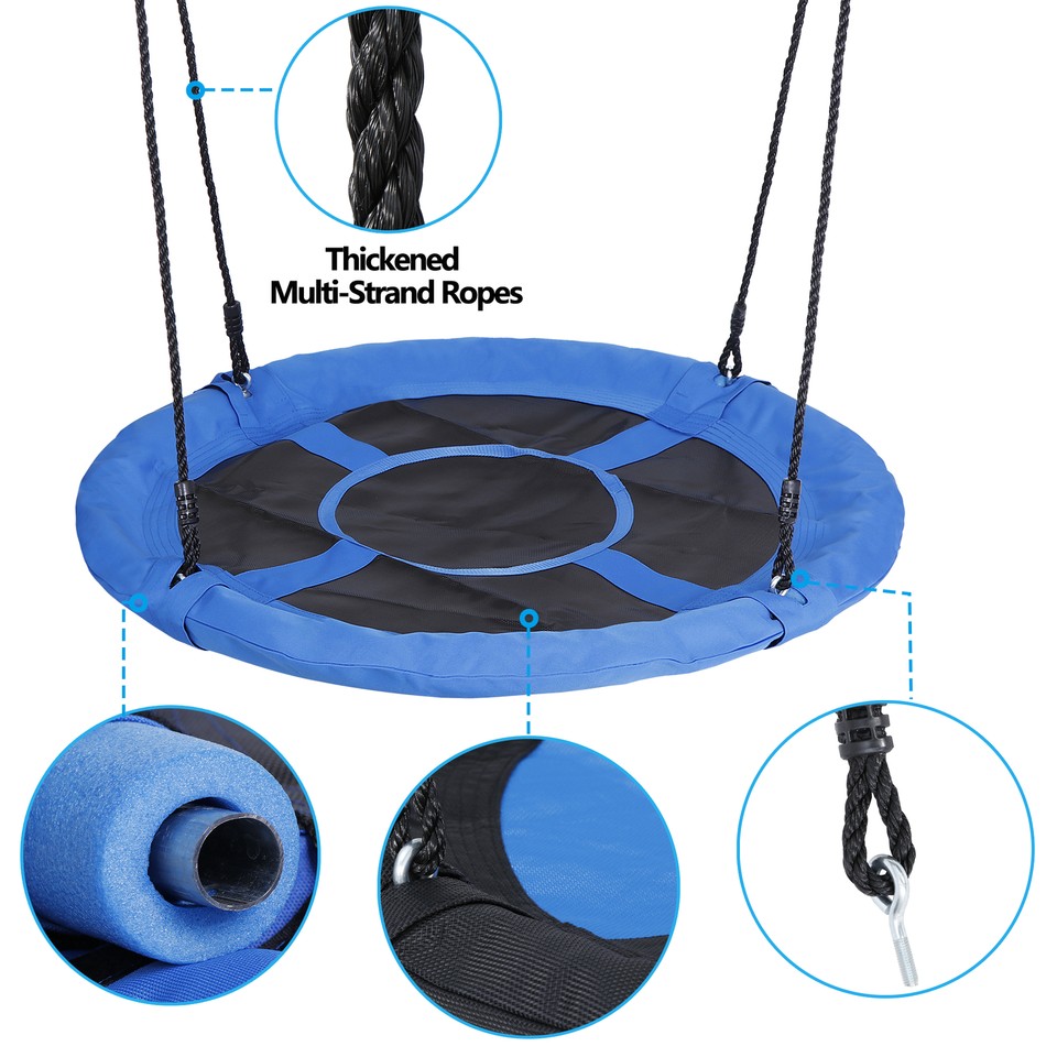 40 Inch Blue Saucer Tree Swing Set for Kids Flying Swing Seat with ...