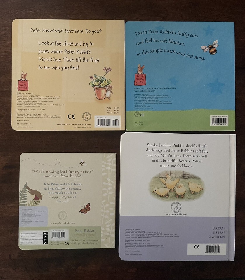 Peter Rabbit Board Book Lot Of 4 Based On Original Author Beatrix ...