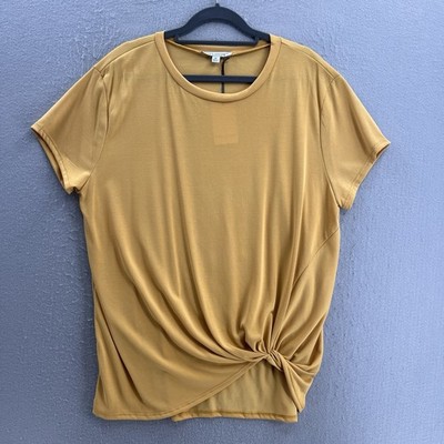 Green Envelope Tee Womens XL Mustard Yellow Top Short Sleeve Front ...
