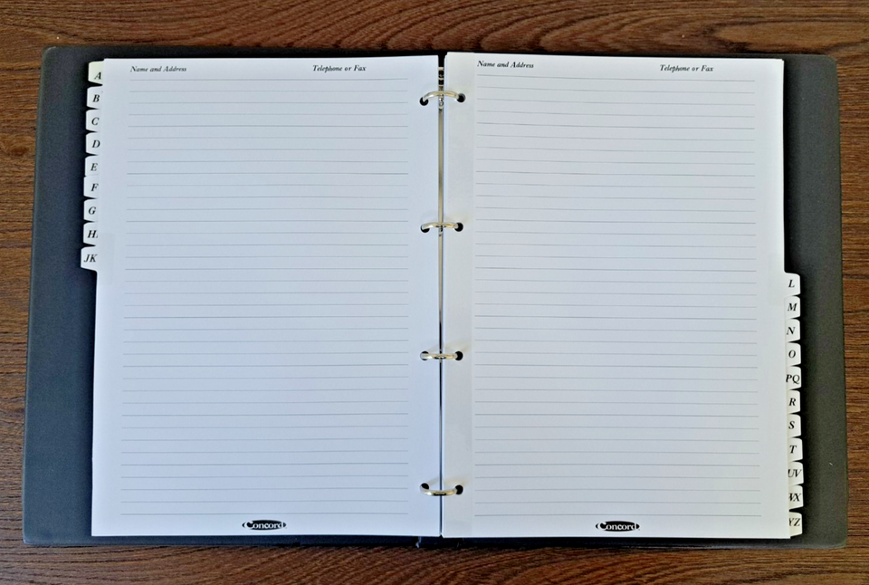 PREMIUM A4 CONCORD A-Z INDEX TELEPHONE ADDRESS BOOK BINDER +FREE 20 ...