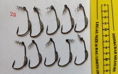 10pcs Weighted Weedless Hooks jig head with Twistlock 2g 1/0 | eBay ...
