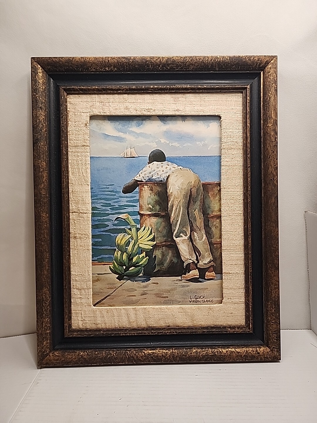 Vintage Larry Gluck "A Young Man And His Dreams" Watercolor With Frame ...